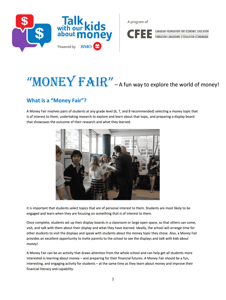 Fillable Online Money Fair A fun way to explore the world of money Fax ...