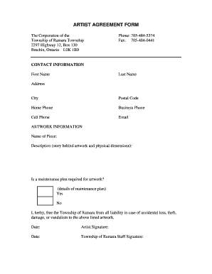 Fillable Online ARTIST AGREEMENT FORM Fax Email Print - pdfFiller