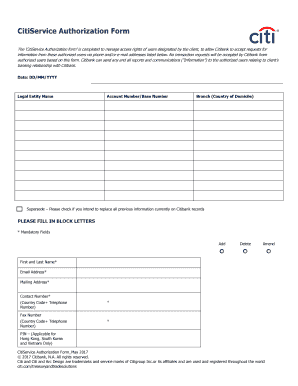 Fillable Online CitiService Authorization Form Fax Email Print - pdfFiller