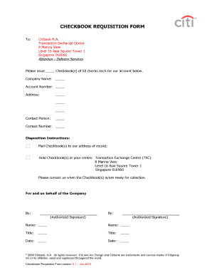 Fillable Online CHECKBOOK REQUISITION FORM Fax Email Print - pdfFiller