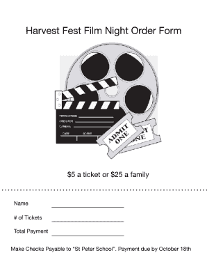Fillable Online Harvest Fest Film Night Order Form Fax Email Print ...
