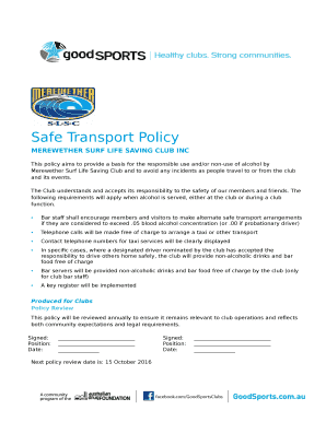 Fillable Online Safe Transport Policy Fax Email Print - pdfFiller