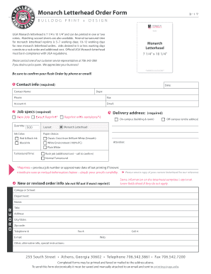 Fillable Online Monarch Letterhead Order Form Fax Email Print - pdfFiller