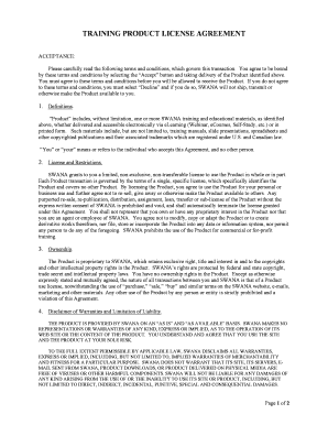 Fillable Online TRAINING PRODUCT LICENSE AGREEMENT Fax Email Print ...