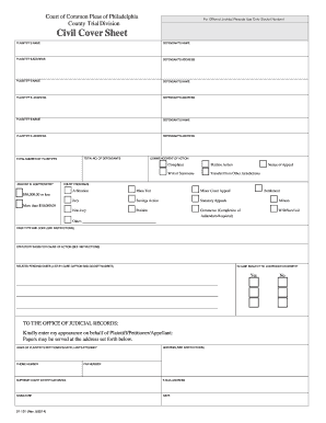 Fillable Online Civil Cover Sheet - First Judicial District of ...