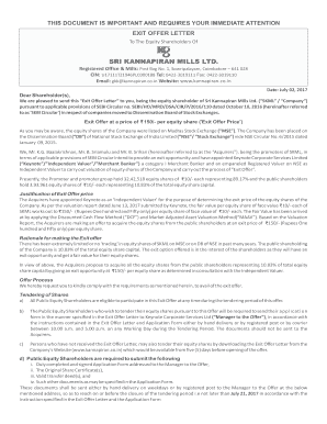 Fillable Online EXIT OFFER LETTER Fax Email Print - pdfFiller