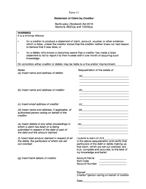 Fillable Online Statement of Claim by Creditor Fax Email Print - pdfFiller