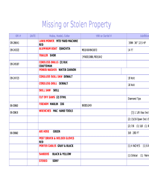 Missing or Stolen Property Doc Template | pdfFiller