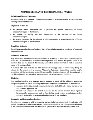 Fillable Online WOMEN GRIEVANCE REDRESSAL CELL (WGRC) Fax Email Print ...