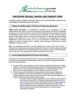 Fillable Online PARTICIPANT RELEASE, WAIVER, AND CONSENT FORM Fax Email Print - pdfFiller