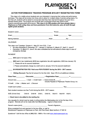 Fillable Online ACTOR PERFORMANCE TRAINING PROGRAM 2016-2017 ...