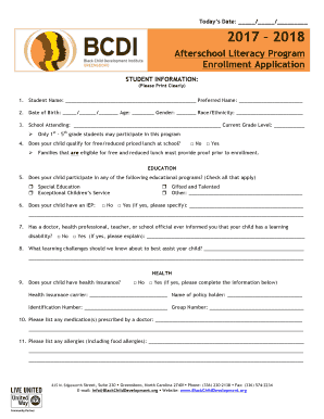 Fillable Online Afterschool Literacy Program Fax Email Print - pdfFiller