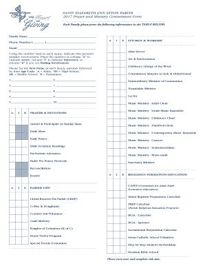 Fillable Online 2017 Prayer and Ministry Commitment Form Fax Email ...