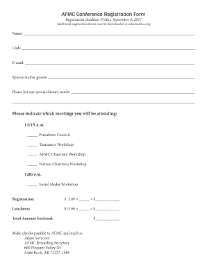 Fillable Online AFMC Conference Registration Form Fax Email Print ...