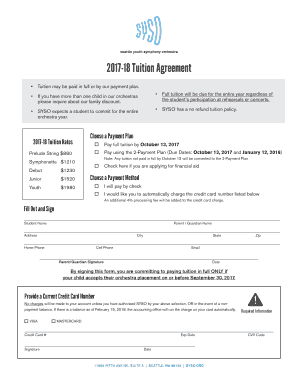 Fillable Online 2017-18 Tuition Agreement Fax Email Print - pdfFiller