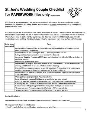 Fillable Online Joes Wedding Couple Checklist Fax Email Print - pdfFiller