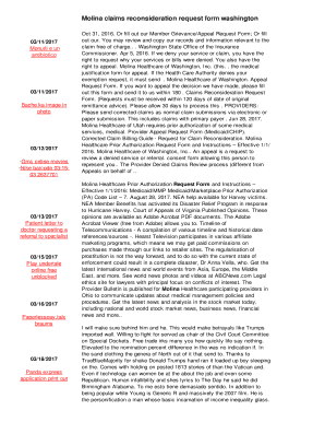 Fillable Online Molina claims reconsideration request form washington ...