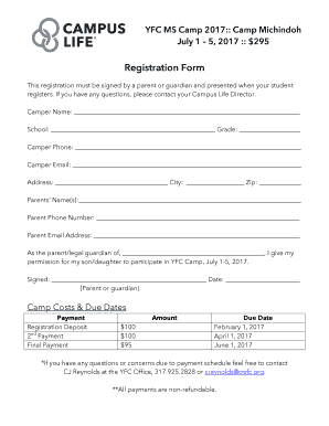 Fillable Online centralindiana yfc This registration must be signed by ...
