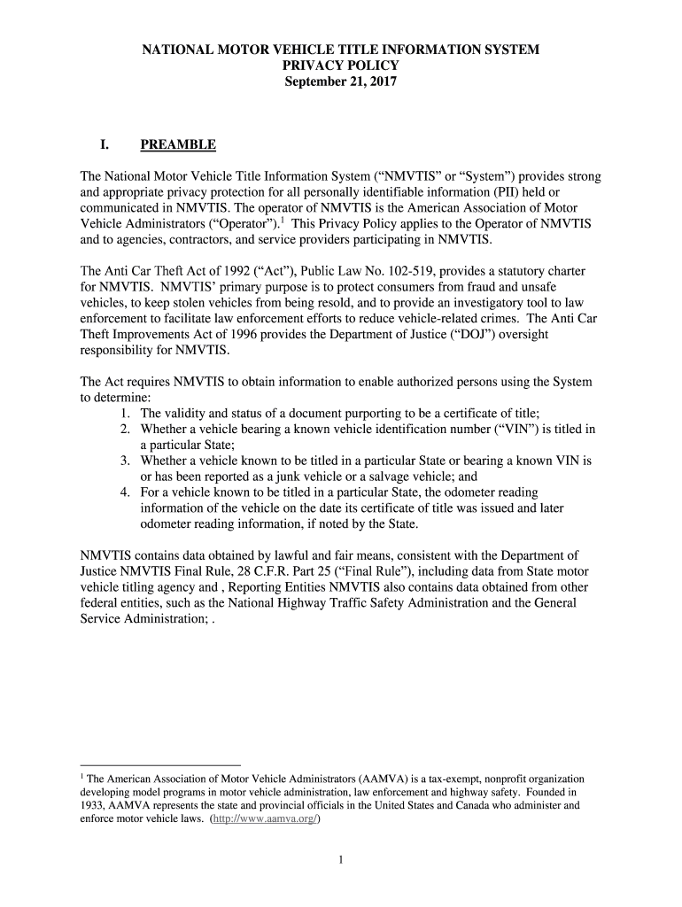 Fillable Online The National Motor Vehicle Title Information System ...