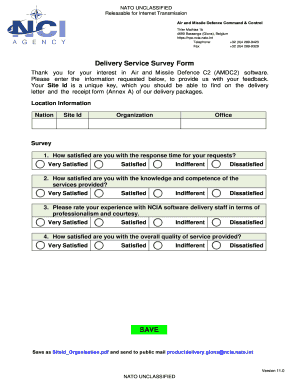Fillable Online npc ncia nato Delivery Service Survey Form Fax Email ...