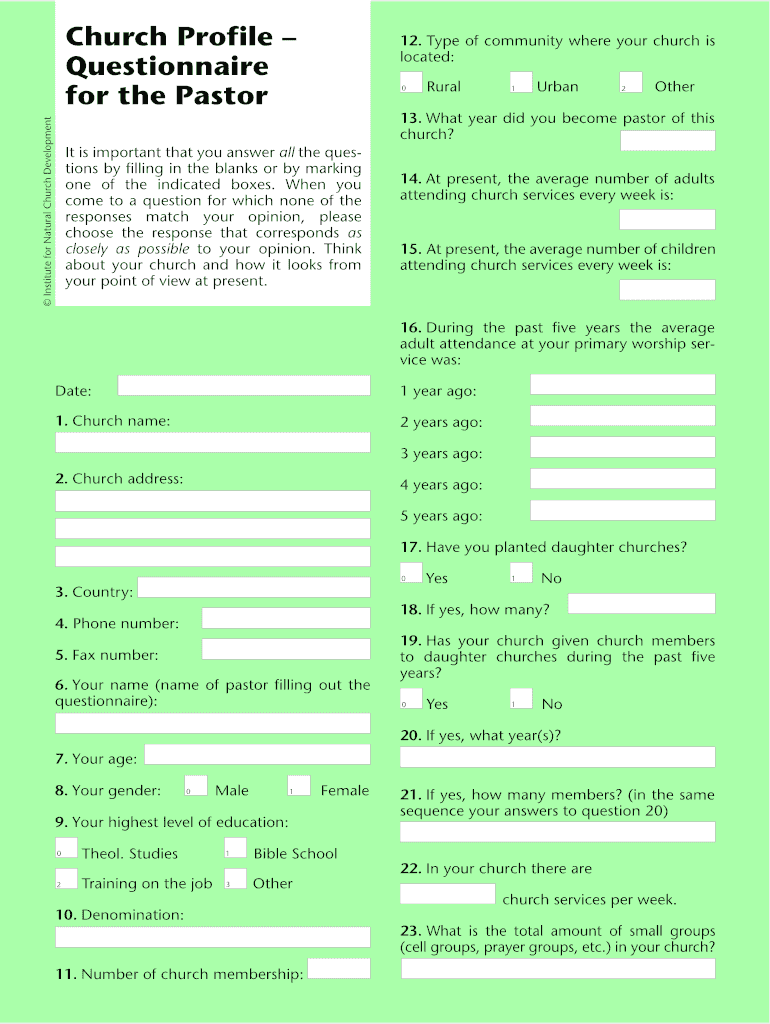 Fillable Online for the Pastor Fax Email Print - pdfFiller