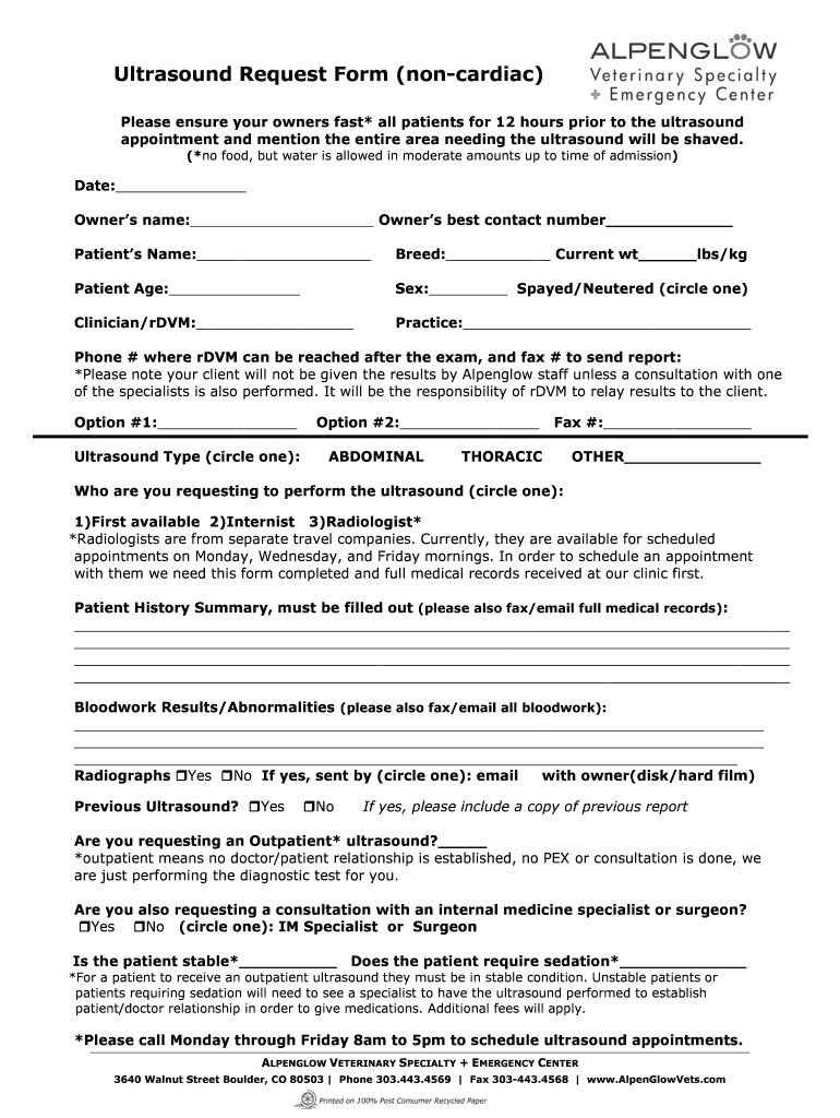 Fillable Online Ultrasound Request Form (non-cardiac) Fax Email Print ...