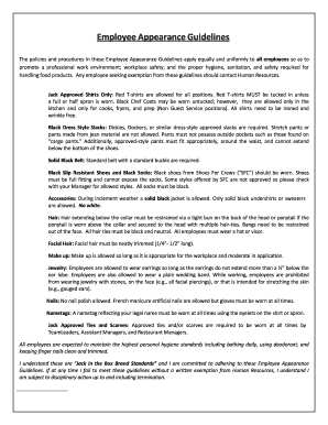 Fillable Online Employee Appearance Guidelines Fax Email Print - pdfFiller