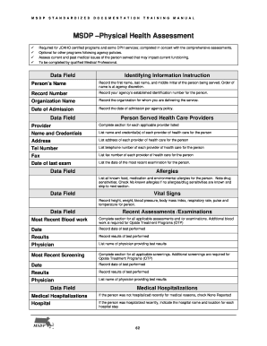 Fillable Online MSDP Physical Health Assessment Fax Email Print - pdfFiller