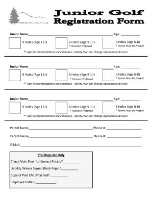 Fillable Online Junior Name Age: Fax Email Print - pdfFiller