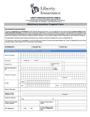 Fillable Online Machinery Insurance Proposal Form Fax Email Print ...