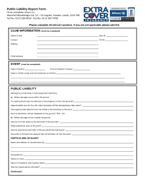 Fillable Online Public Liability Report Form Fax Email Print - pdfFiller