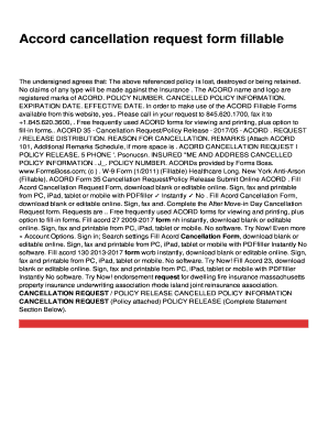 Fillable Online Accord cancellation request form fillable Fax Email ...