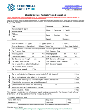 Fillable Online Electric Elevator Periodic Tests Declaration Fax Email ...