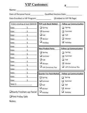 Fillable Online VIP Customer: Fax Email Print - pdfFiller