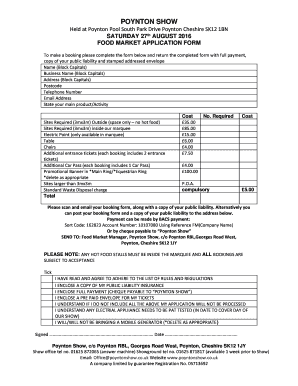 Fillable Online FOOD MARKET APPLICATION FORM Fax Email Print - pdfFiller