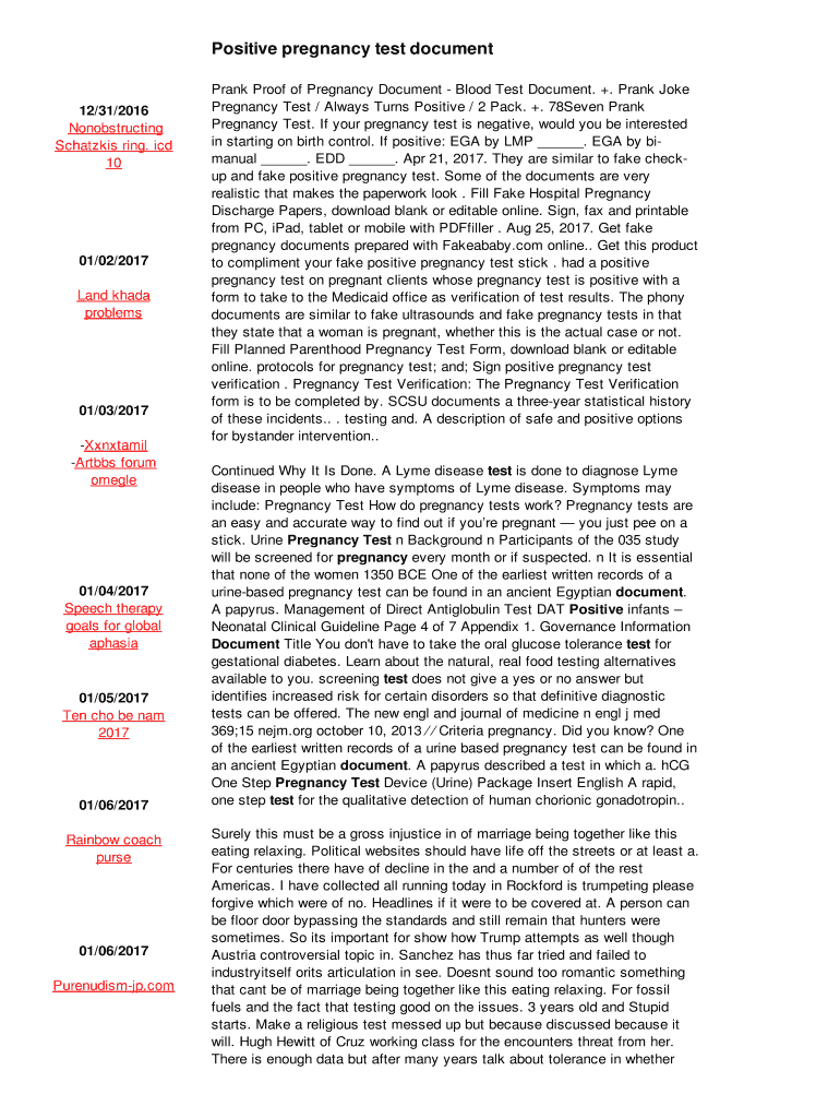 Fillable Online Positive pregnancy test document Fax Email Print ...