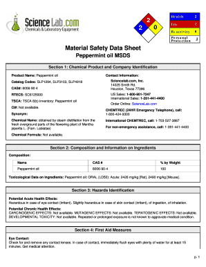 Fillable Online Peppermint oil MSDS Fax Email Print - pdfFiller