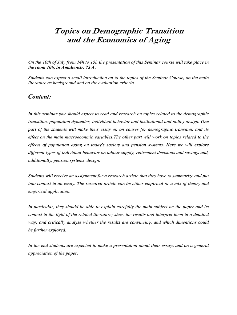 Fillable Online Topics on Demographic Transition Fax Email Print ...
