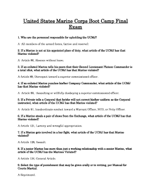 Fillable Online United States Marine Corps Boot Camp Final Fax Email ...