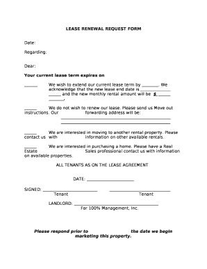 LEASE RENEWAL REQUEST Doc Template | pdfFiller