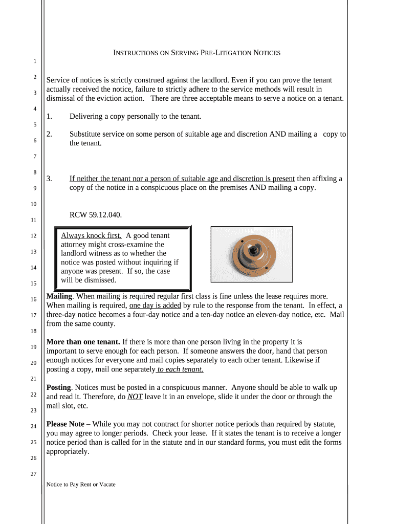 Instructions on Serving Pre-Litigation Notices Doc Template | pdfFiller