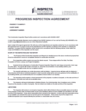 Fillable Online PROGRESS INSPECTION AGREEMENT Fax Email Print - pdfFiller