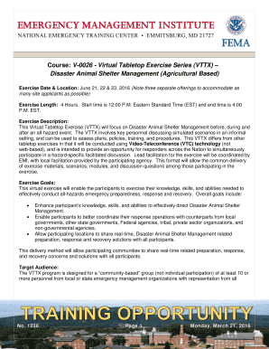 Fillable Online training fema Course: V-0026 - Virtual Tabletop ...