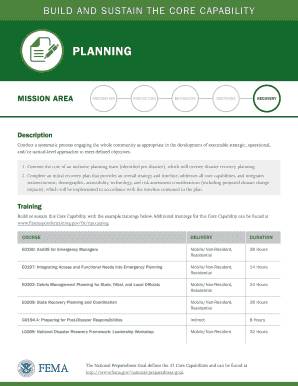 Fillable Online Convene the core of an inclusive planning team (identified pre-disaster), which ...
