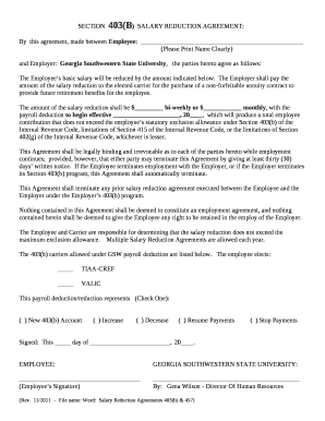 SECTION403(B)SALARY REDUCTION AGREEMENT: Doc Template | pdfFiller