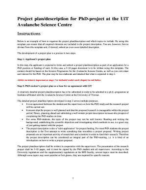 Fillable Online Project plan/description for PhD-project at the UiT Fax ...