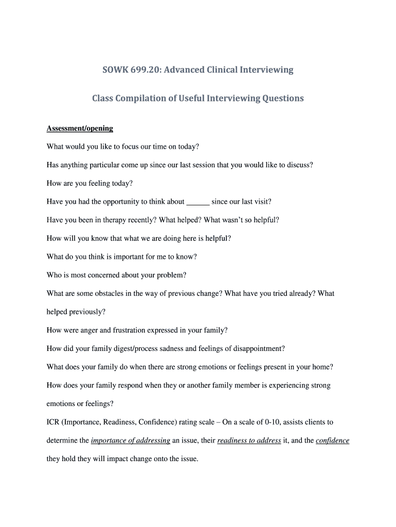 Fillable Online 20: Advanced Clinical Interviewing Fax Email Print ...