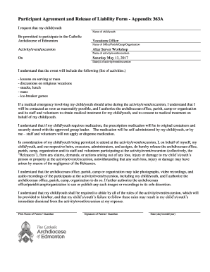Fillable Online Participant Agreement and Release of Liability Form ...