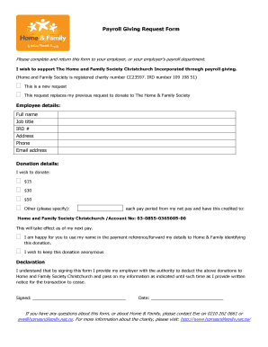 Fillable Online Payroll Giving Request Form Fax Email Print - pdfFiller