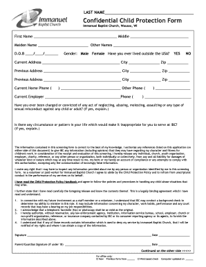 Fillable Online Confidential Child Protection Form Fax Email Print ...